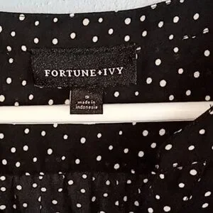 Fortune & Ivy | Tops | Fortune Ivy Blouse Black With White Polka Dots ...